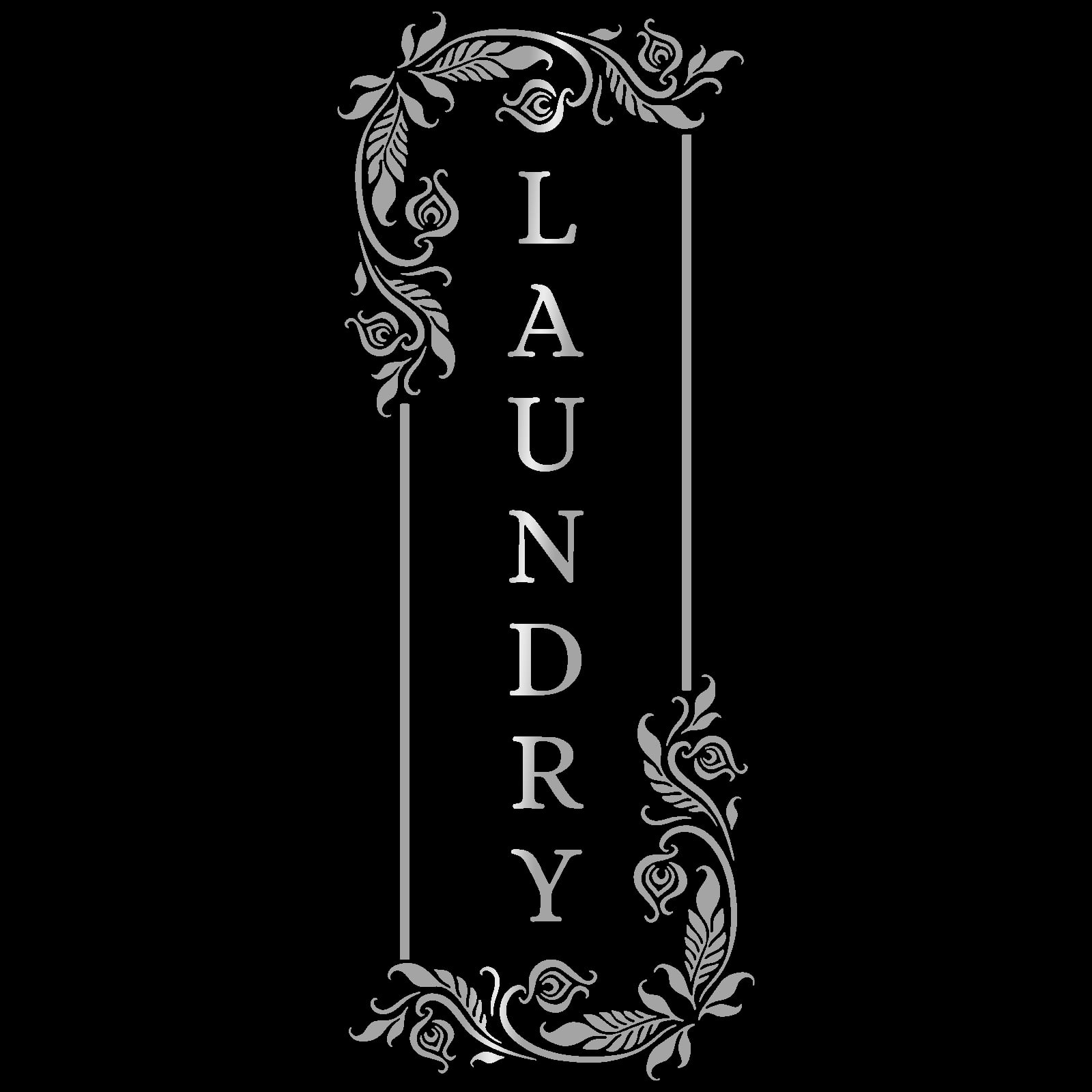 Imagnt Studio Floral Laundry Decal, Glossy Silver Metallic Vinyl, 24x9 ...