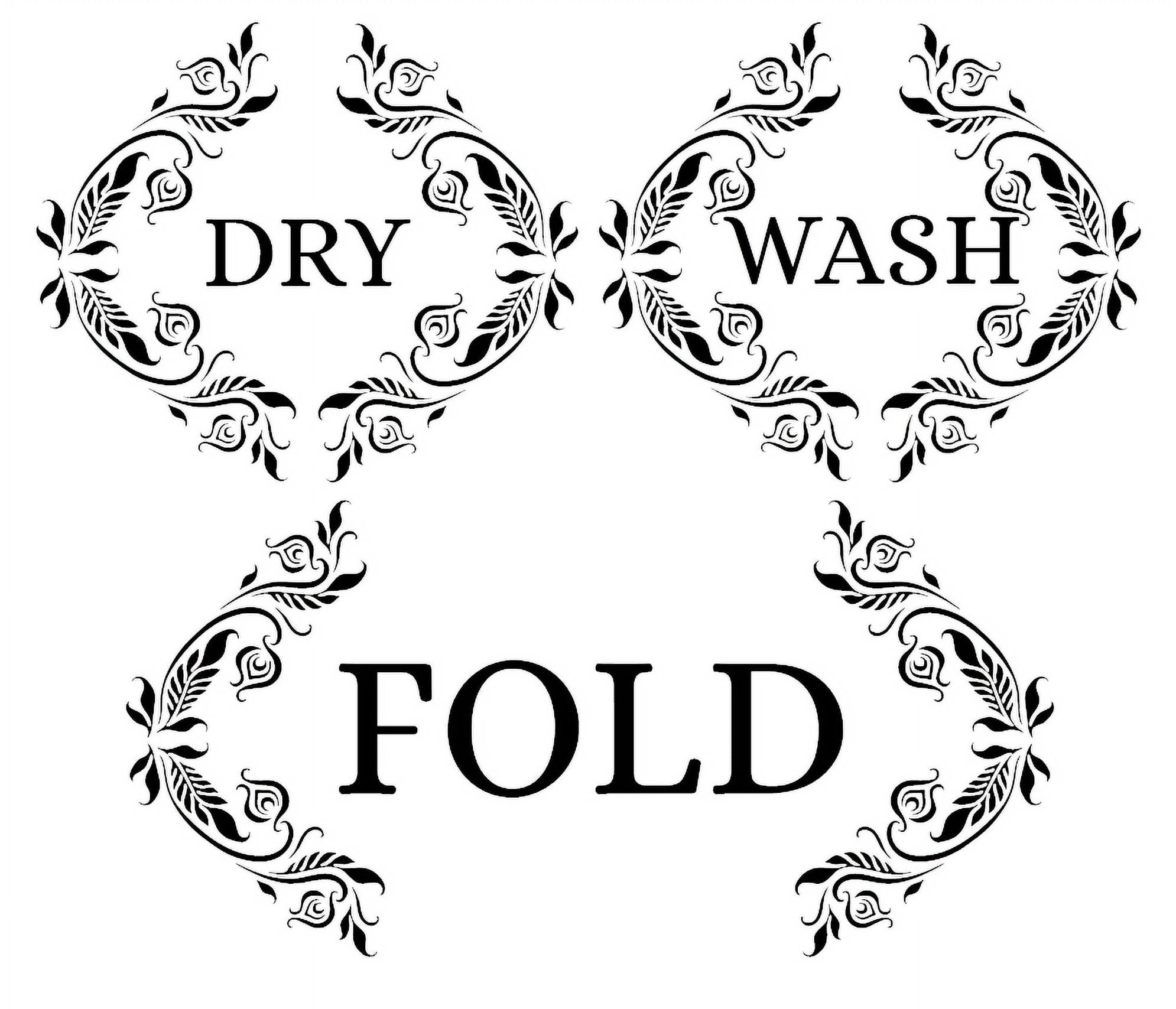 Imagnt Studio Floral Wash Dry Fold Decal, Black Vinyl, 14x12 in&24x12 ...