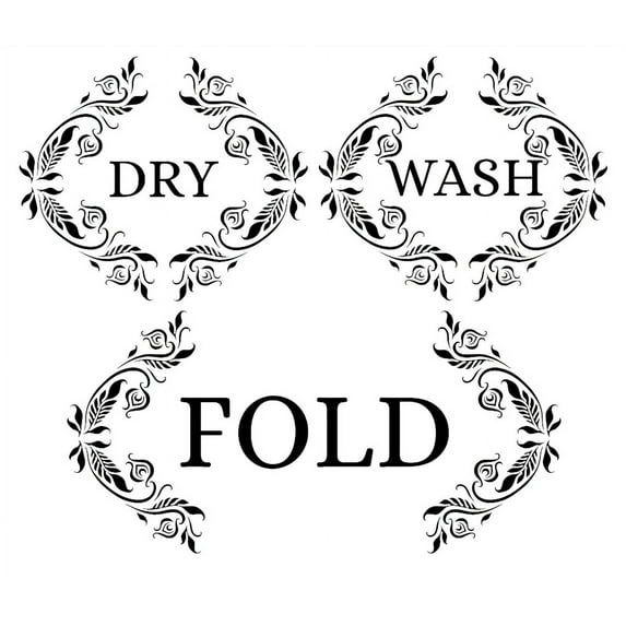 Imagnt Studio Floral Wash Dry Fold Decal, Black Vinyl, 14x12 in&24x12 ...