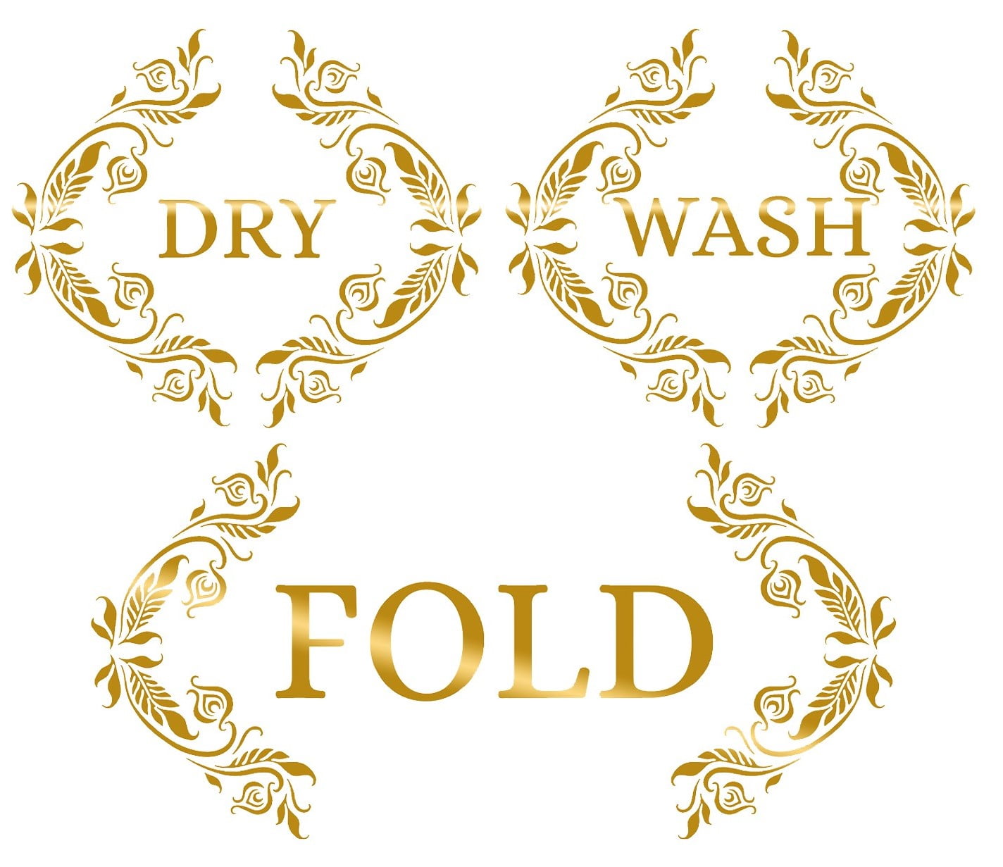 Imagnt Studio Floral Wash Dry Fold Decal, Gold Vinyl, 14x12 in&24x12 in ...