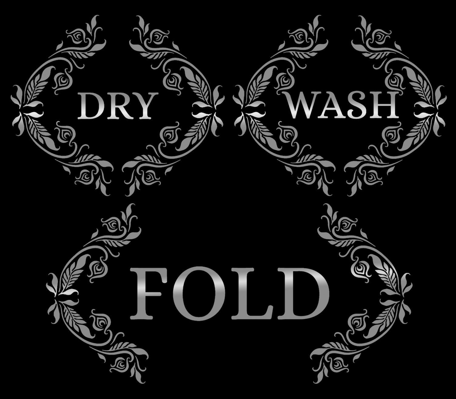Imagnt Studio Floral Wash Dry Fold Decal, Silver Vinyl, 14x12 in&24x12 ...