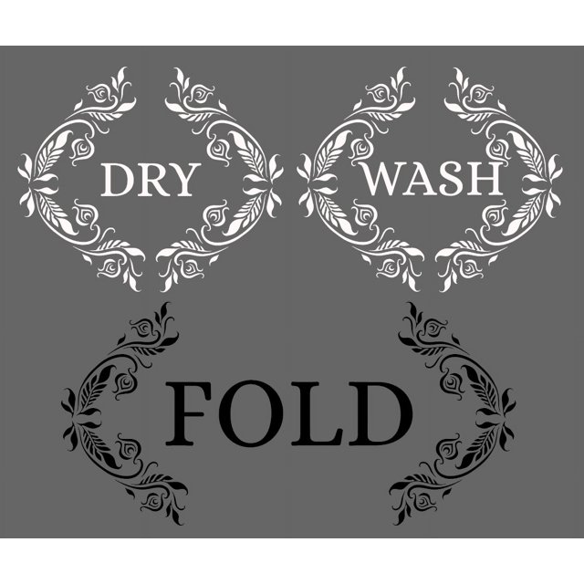 Imagnt Studio Floral Wash Dry Fold Decal,White&Black Vinyl,14x12in ...