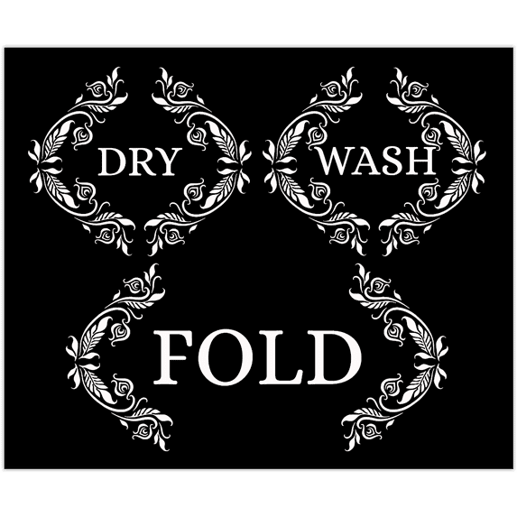 Imagnt Studio Floral Wash Dry Fold Decal, White Vinyl, 12x10 in&16x8 in ...