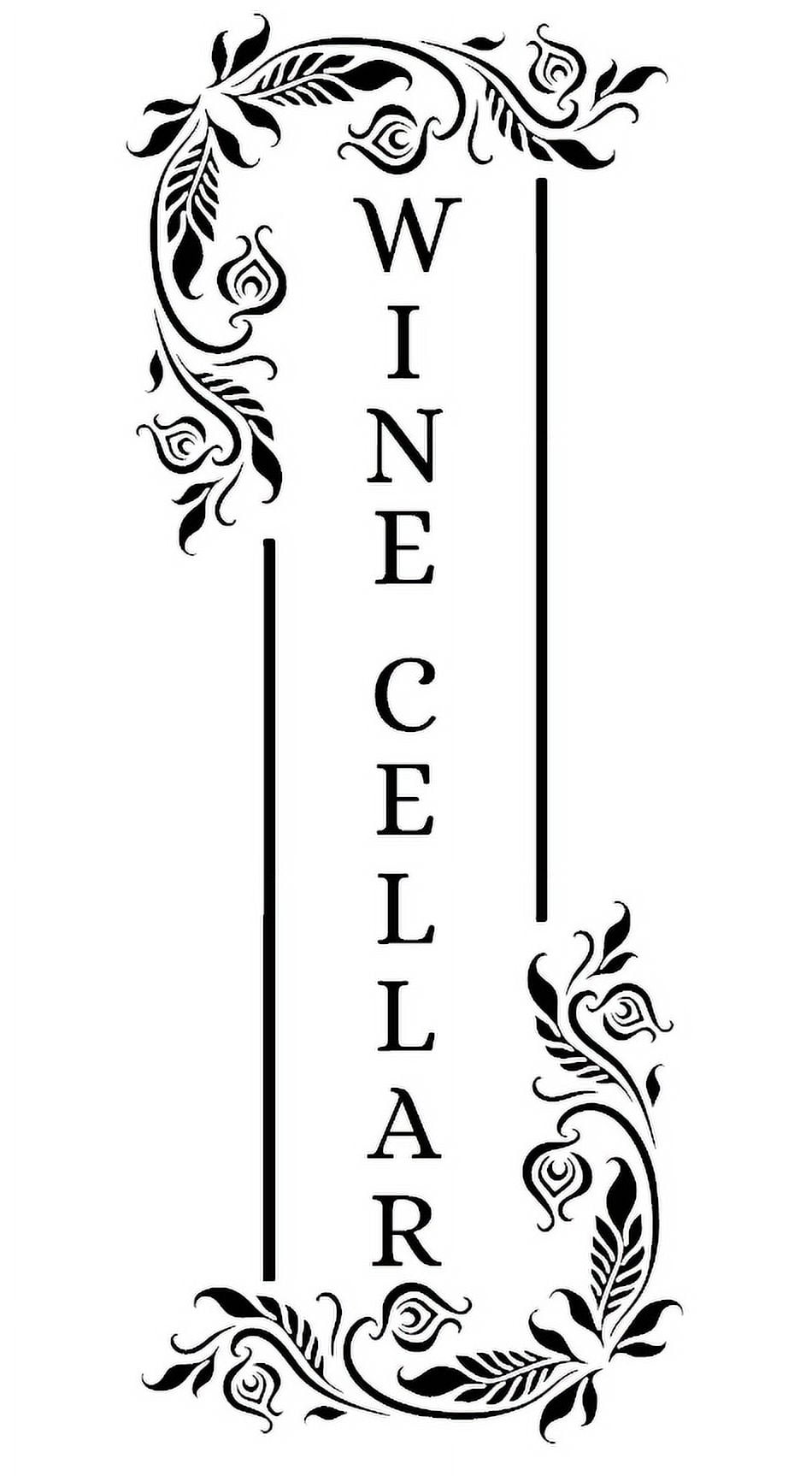 Imagnt Studio Floral Wine Cellar Decal, Glossy Black Vinyl, 24x9.5 ...