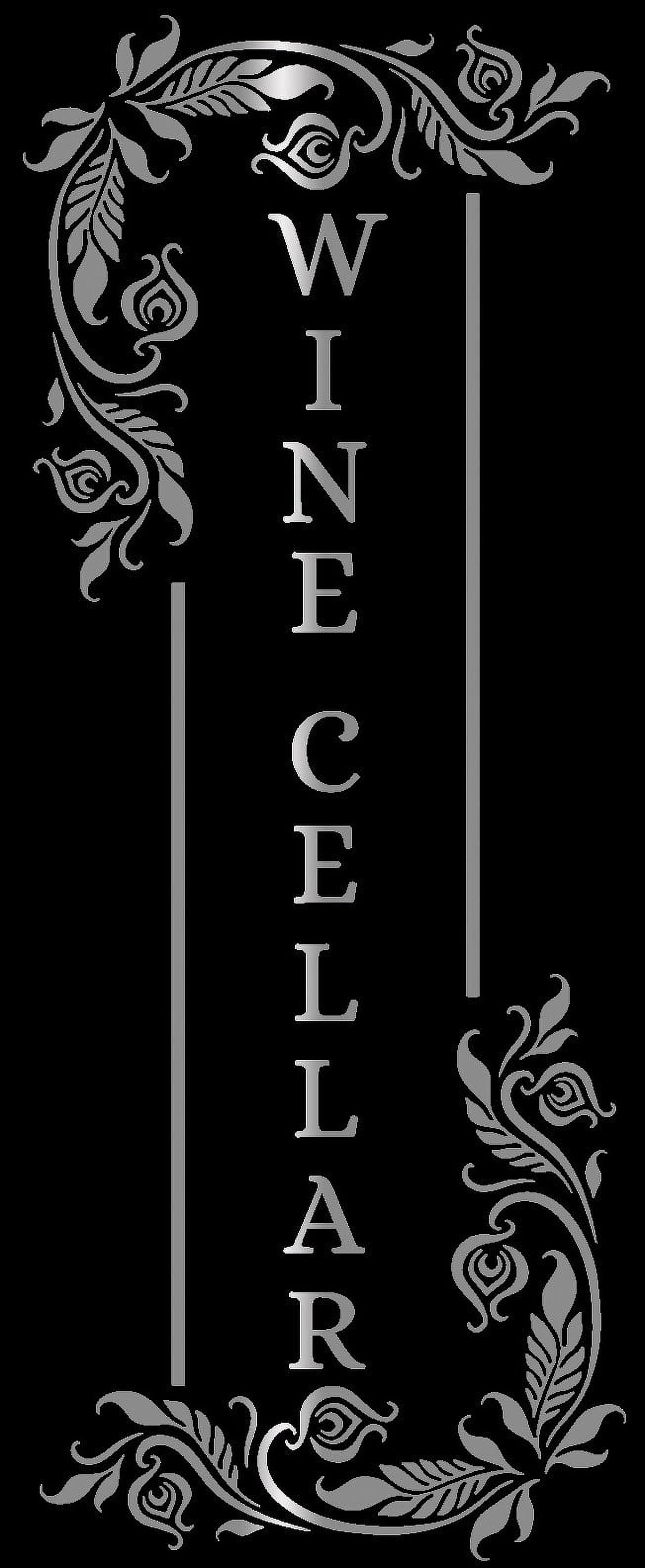Imagnt Studio Floral Wine Cellar Decal, Glossy Silver Metallic Vinyl ...