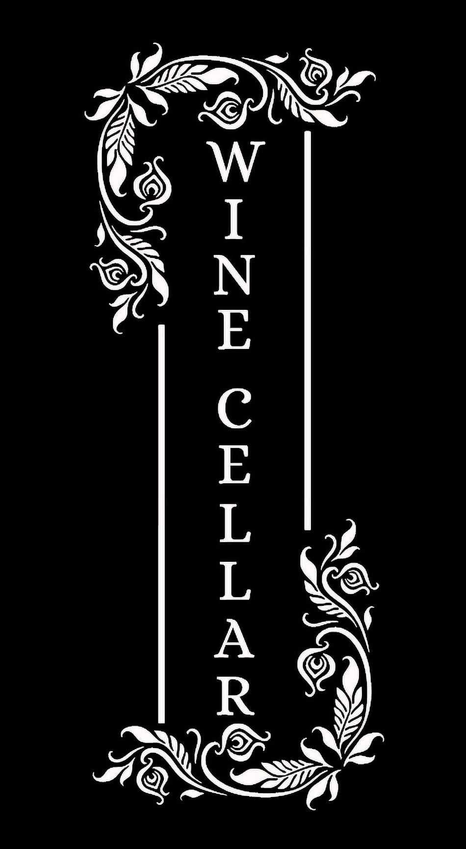 Imagnt Studio Floral Wine Cellar Decal, Glossy White Vinyl, 18x7 inches ...
