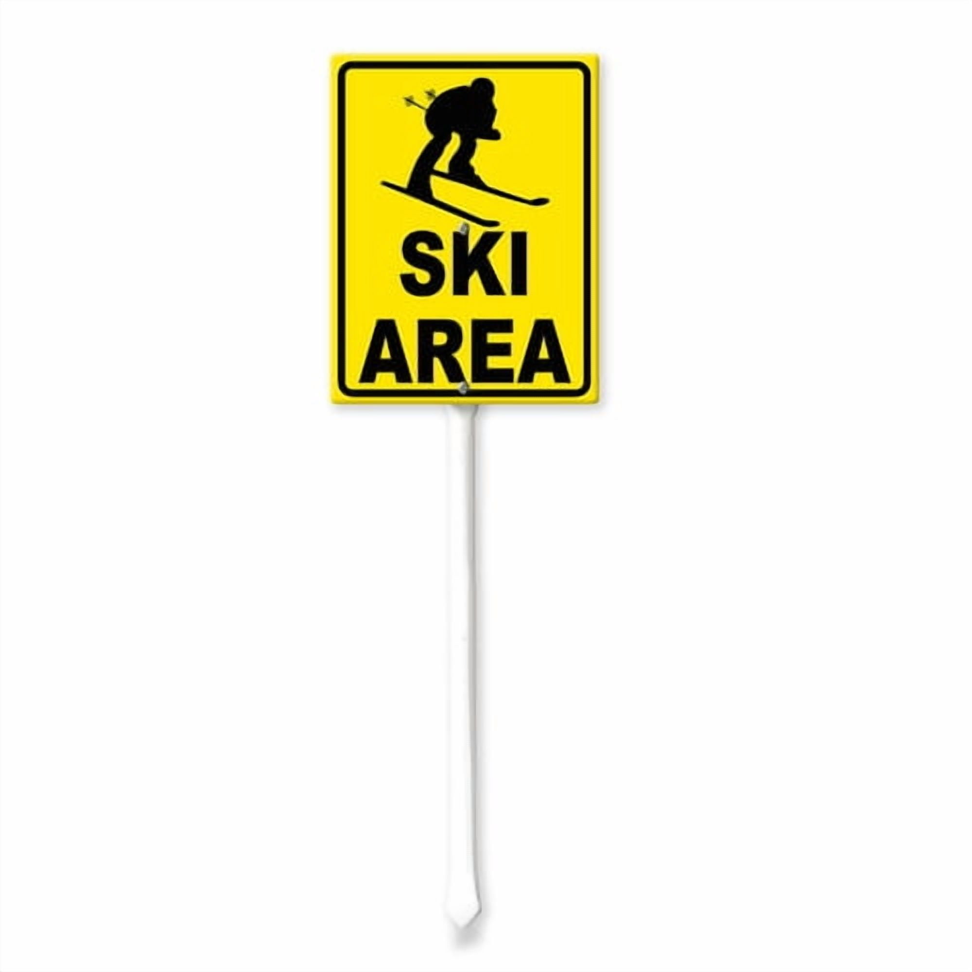Imahoocool SKI AREA Sign with Stake 8x12inch Rustproof Aluminum Lawn ...