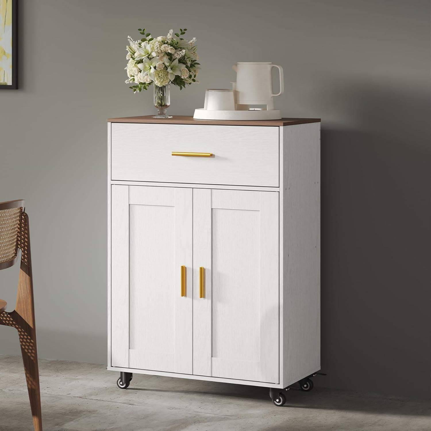 Imerelez 38'' Kitchen Island Cart on Wheels, Rolling Storage Cabinet ...