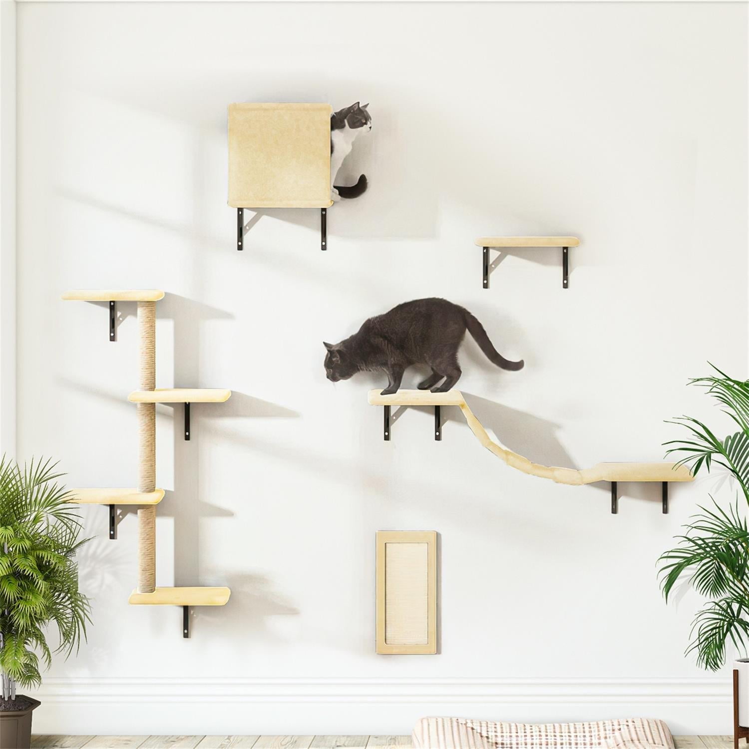 Imerelez 5 Pcs Wall Mounted Cat Climber Set Floating Cat Shelves And