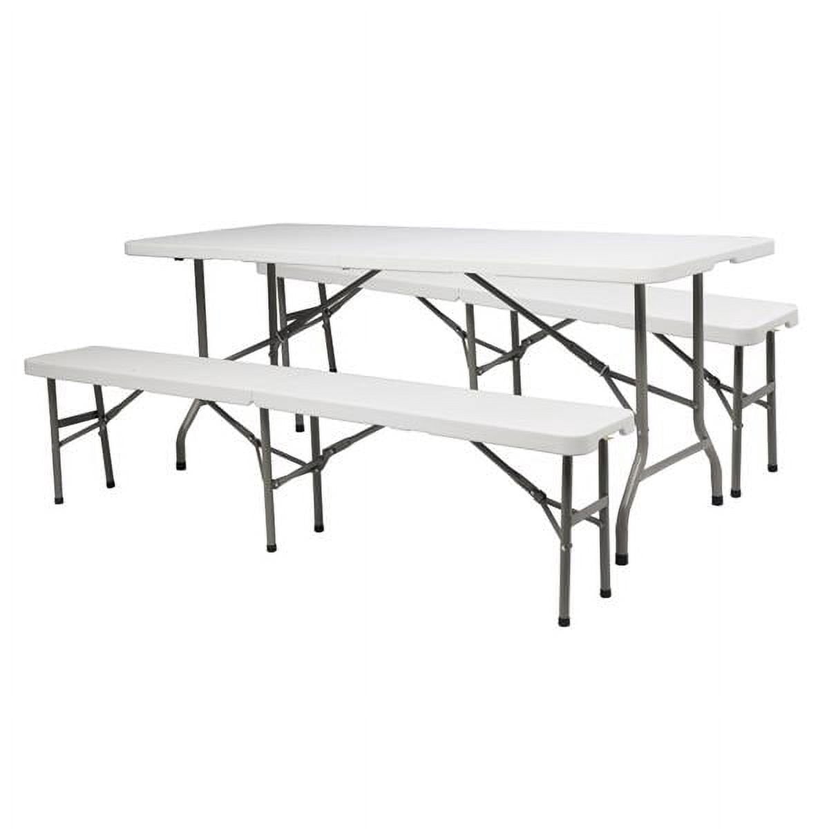 Imerelez 6FT Outdoor Courtyard Foldable Long Table & bench suit ...