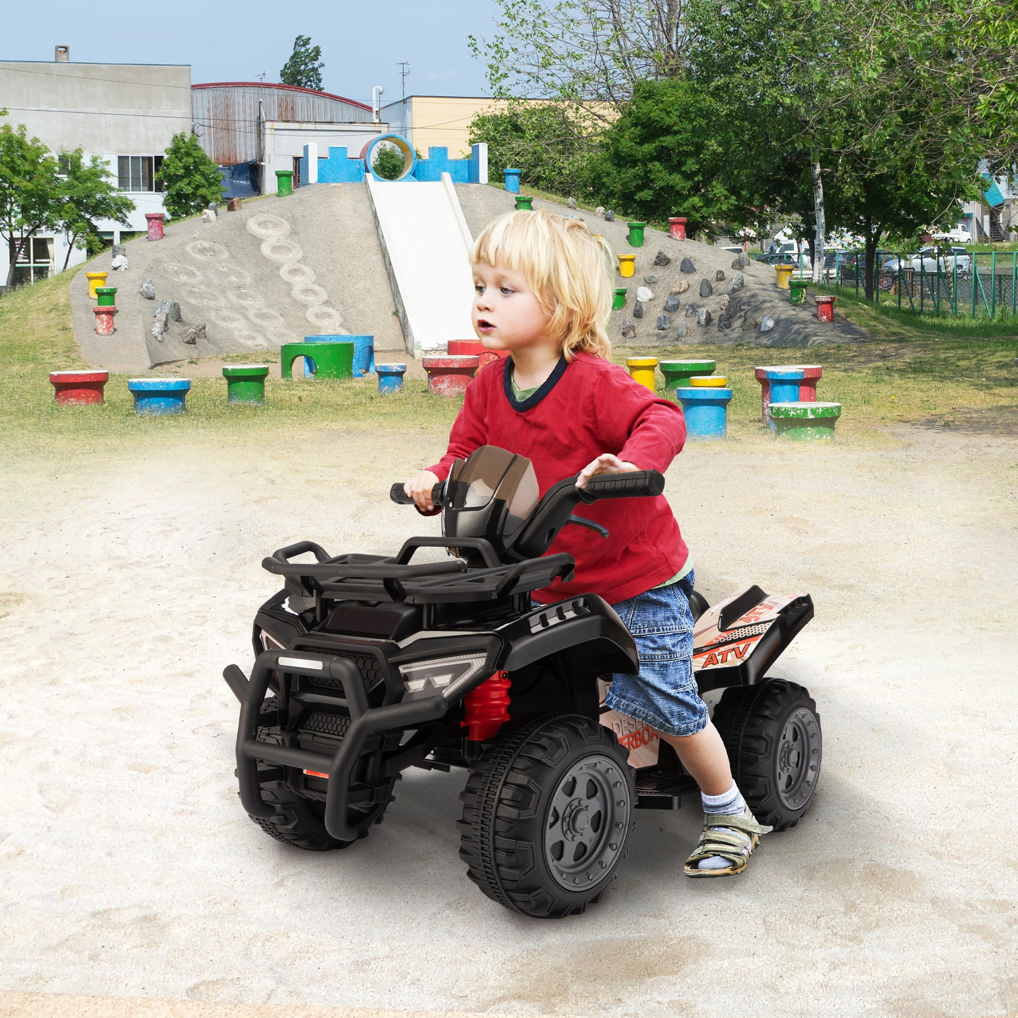 Imerelez 6V Kids ATV 4-Wheeler Ride on Car, Electric Motorized Quad ...