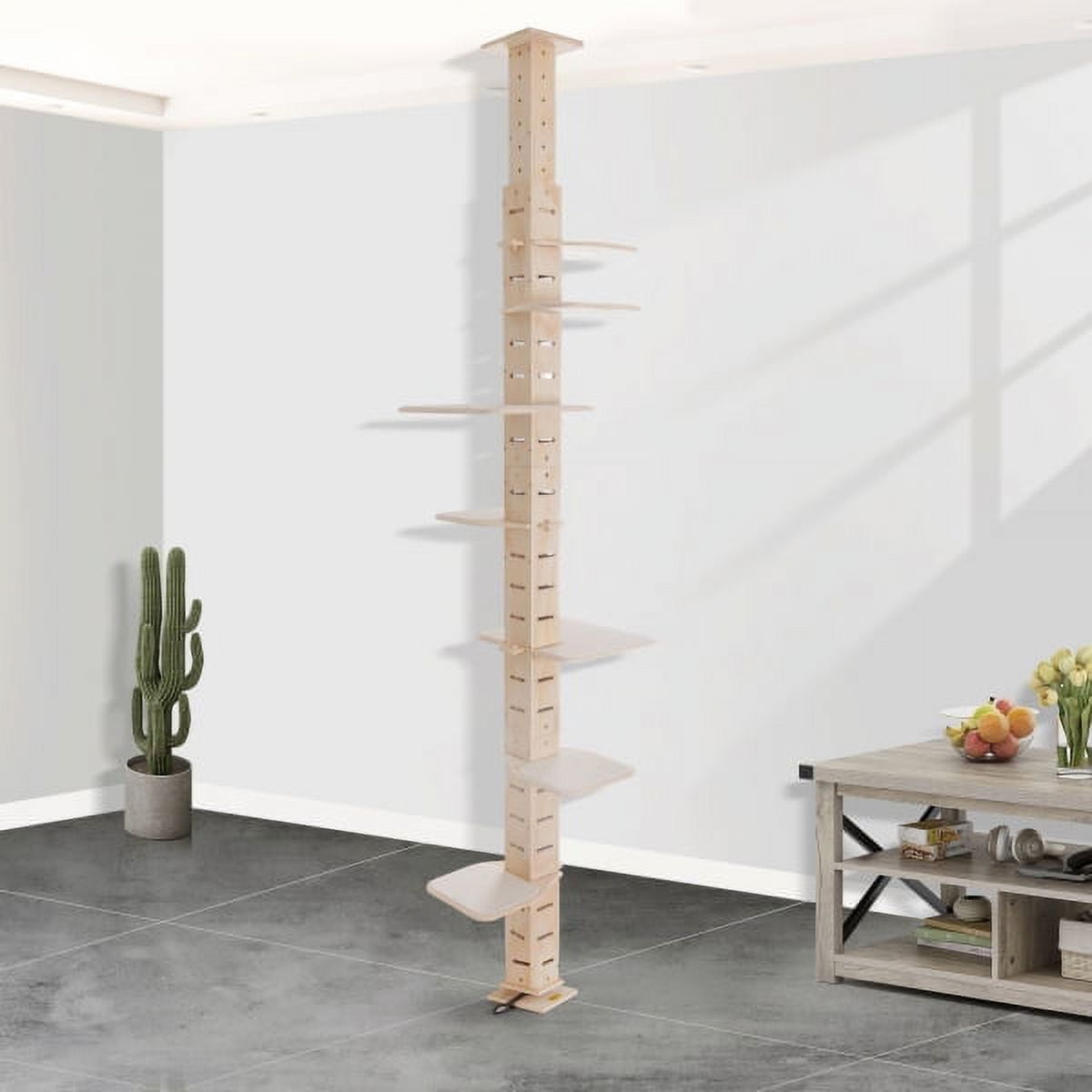 Imerelez 9' Adjustable Height Floor-to-Ceiling Cat Tree, Multi-Level ...