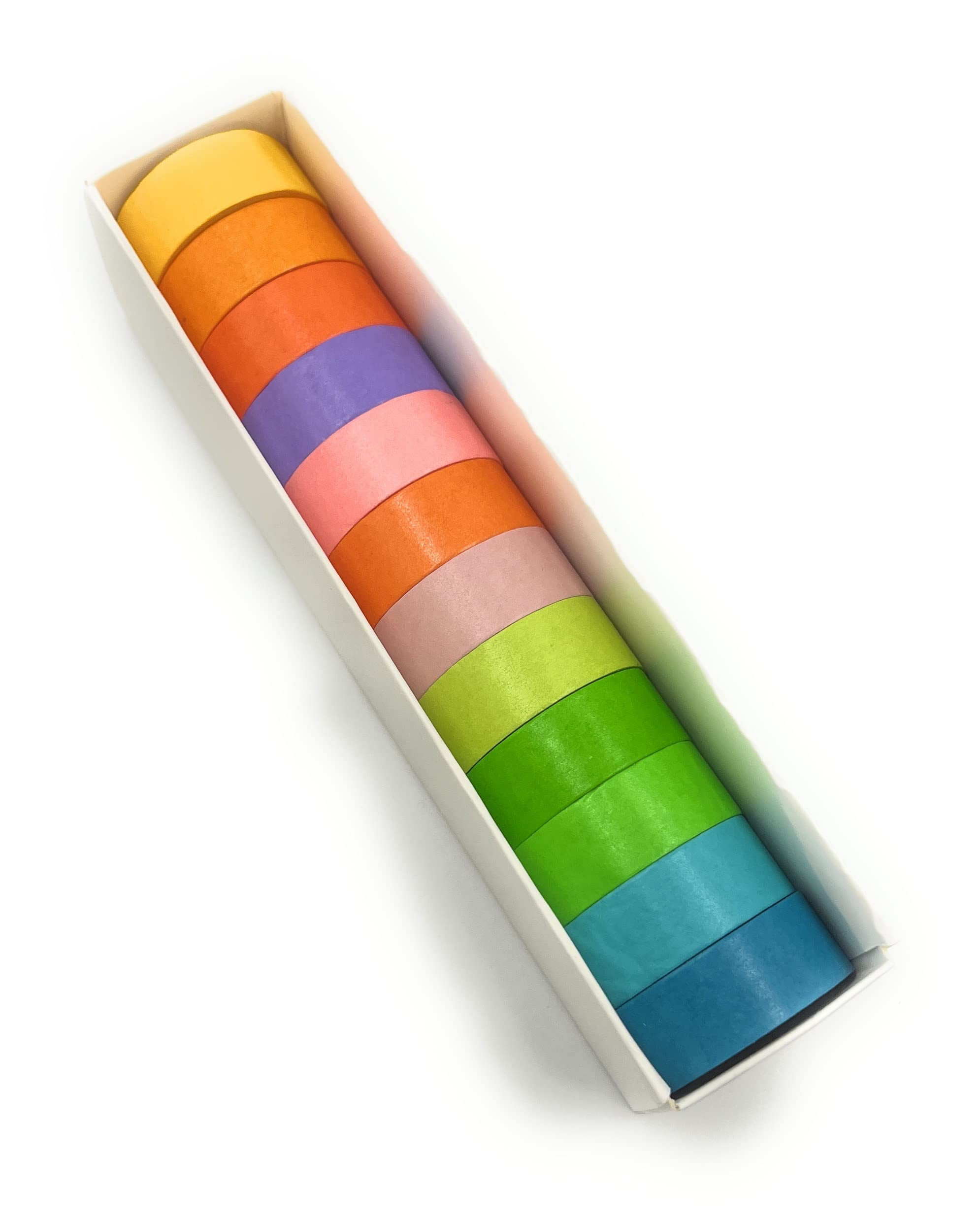 Imicreate 12 Rolls Paper Tape Rainbow Washi Tape Candy Color Sticky ...