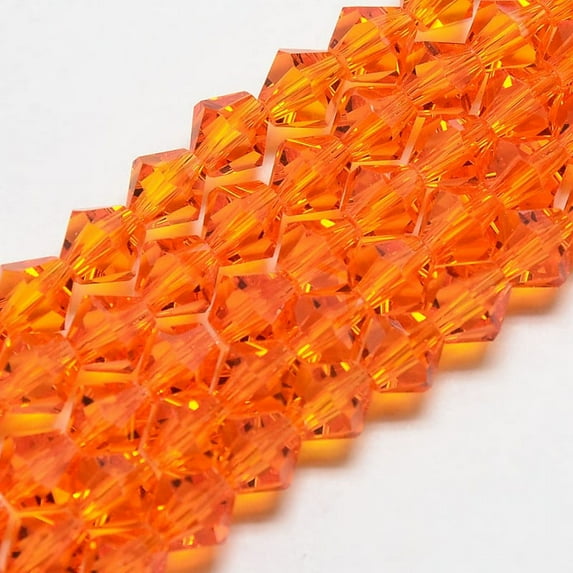 Imitate Austrian Bicone Glass Beads Strands Grade AA Faceted Dark Orange 3.5~3.8x3.5mm Hole: 0 ...