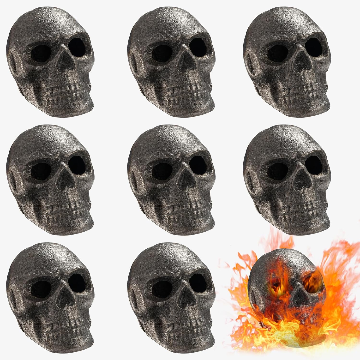 Imitated Human Skull Gas Log for Indoor or Outdoor Fireplaces, Made of ...