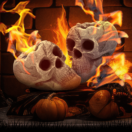 Imitated Skulls Fire Pit,2pcs Ceramic Skull Gas Log for Indoor and ...