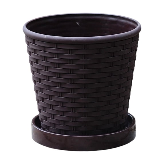Imitation Bamboos Woven Flower Pot Texture Round Plastic Flowerpot ...