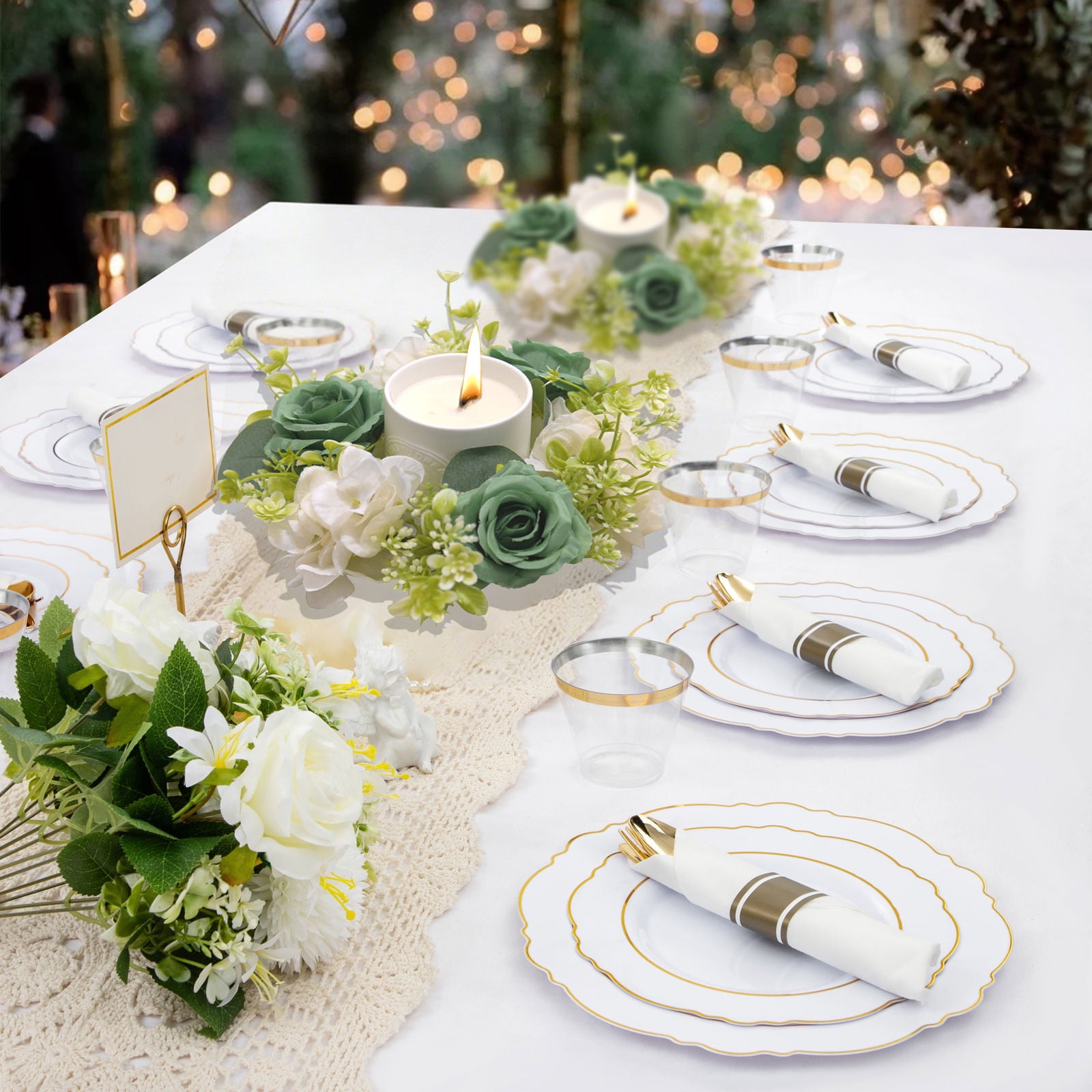 Imitation Flower Candle Wreath - Reusable Holiday Decor, Non-fading ...