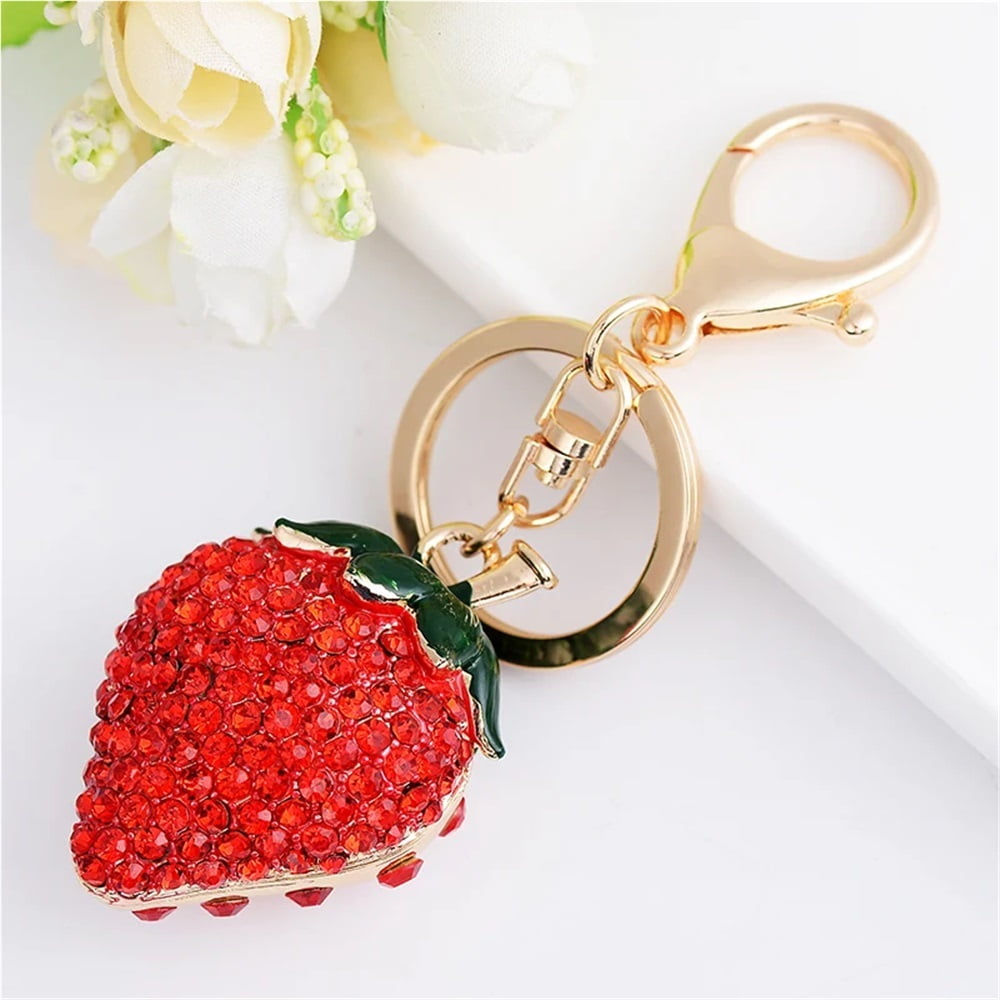 Imitation Fruit Ornament Charm Keychain Lemon Persimmon Strawberry ...