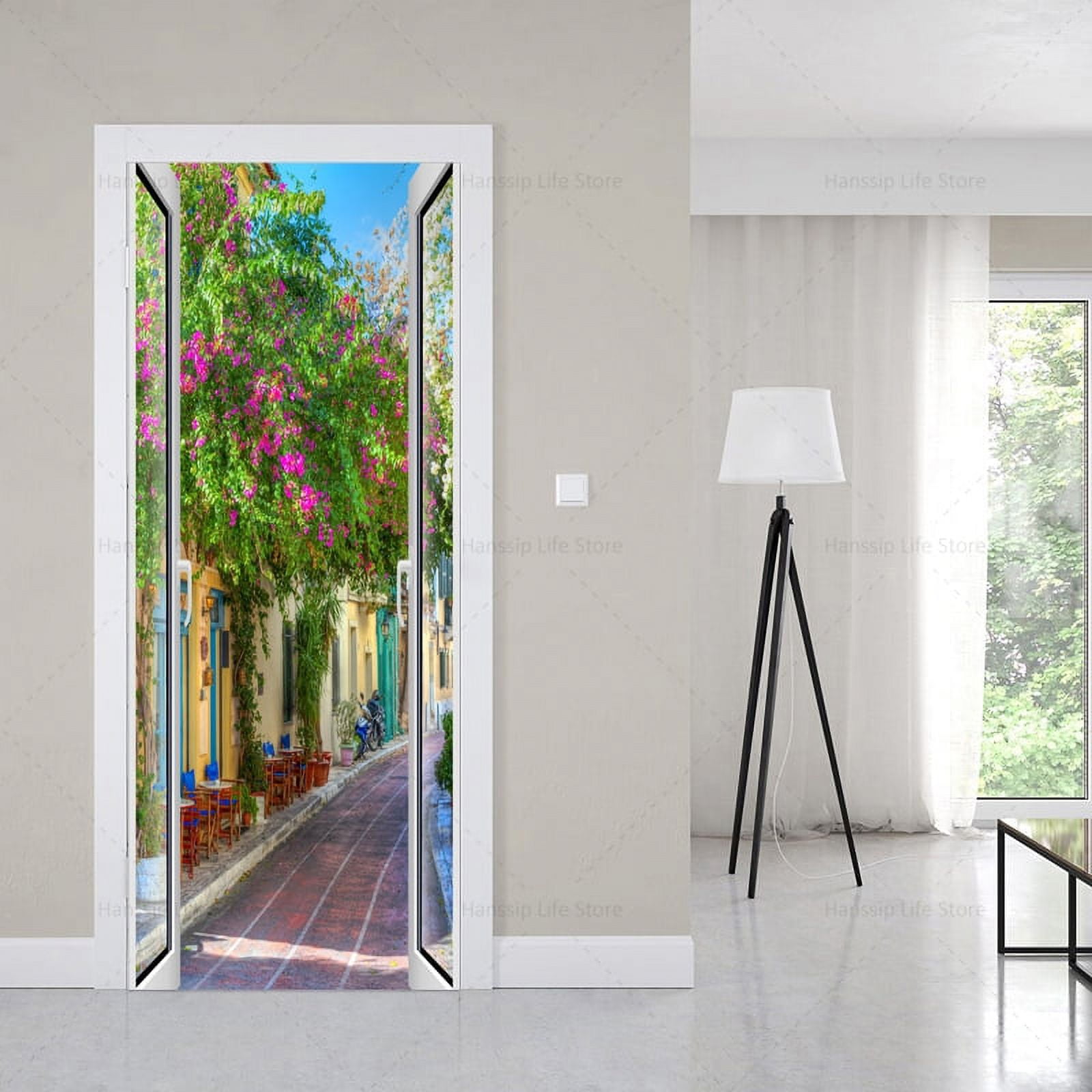 Imitation Glass View Landscape 3D Door Stickers Waterproof Vinyl Poster ...