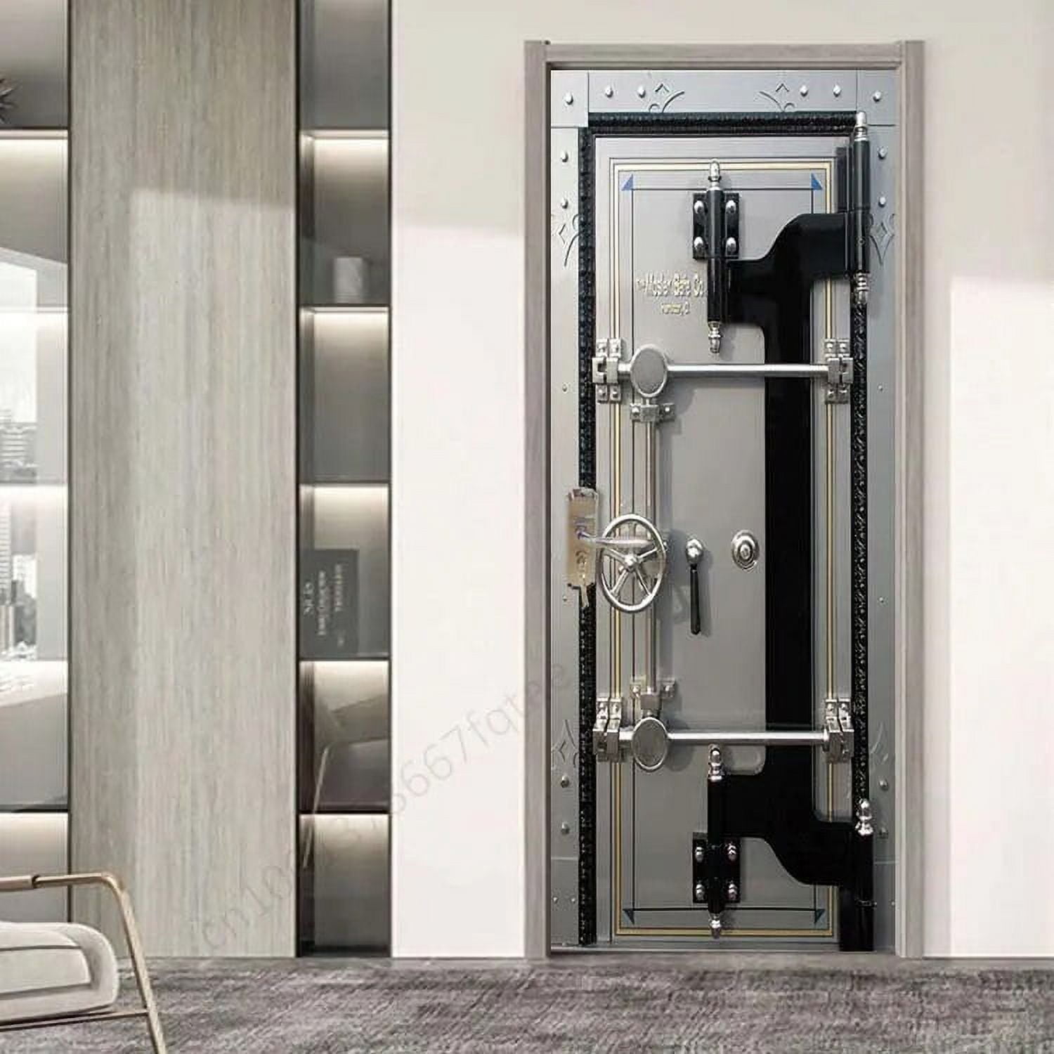 Imitation Iron Door Sticker DIY Wallpaper Vinyl PVC Waterproof Poster ...