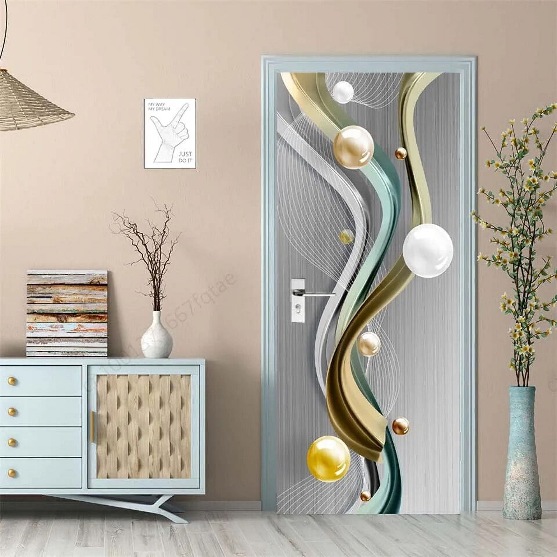 Imitation Iron Door Sticker DIY Wallpaper Vinyl PVC Waterproof Poster ...