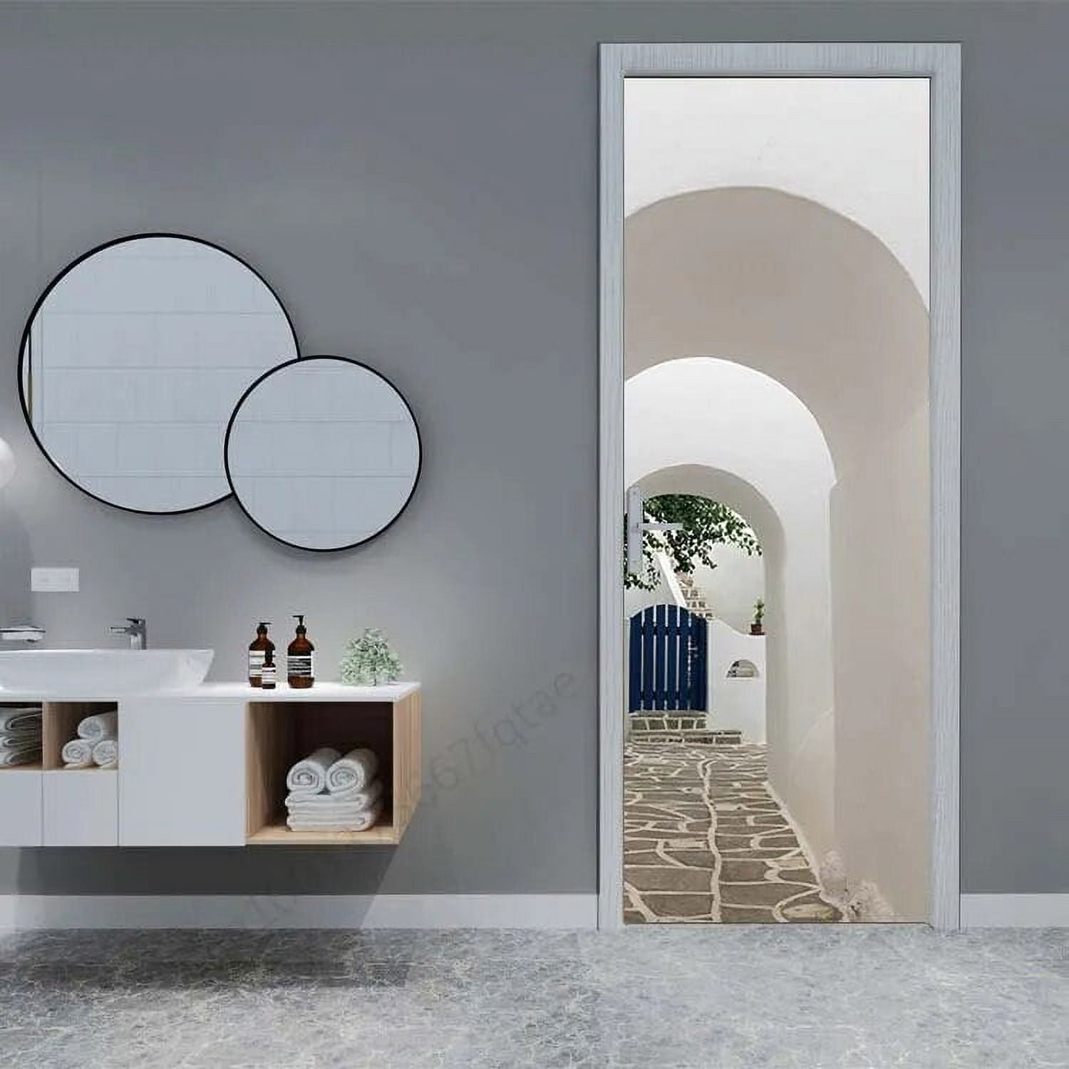 Imitation Iron Door Sticker DIY Wallpaper Vinyl PVC Waterproof Poster ...