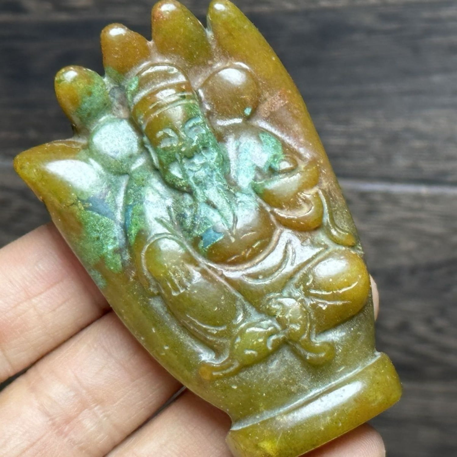 Imitation Jade Buddha Hand Pendant Han Style Amulet Carving Decor ...