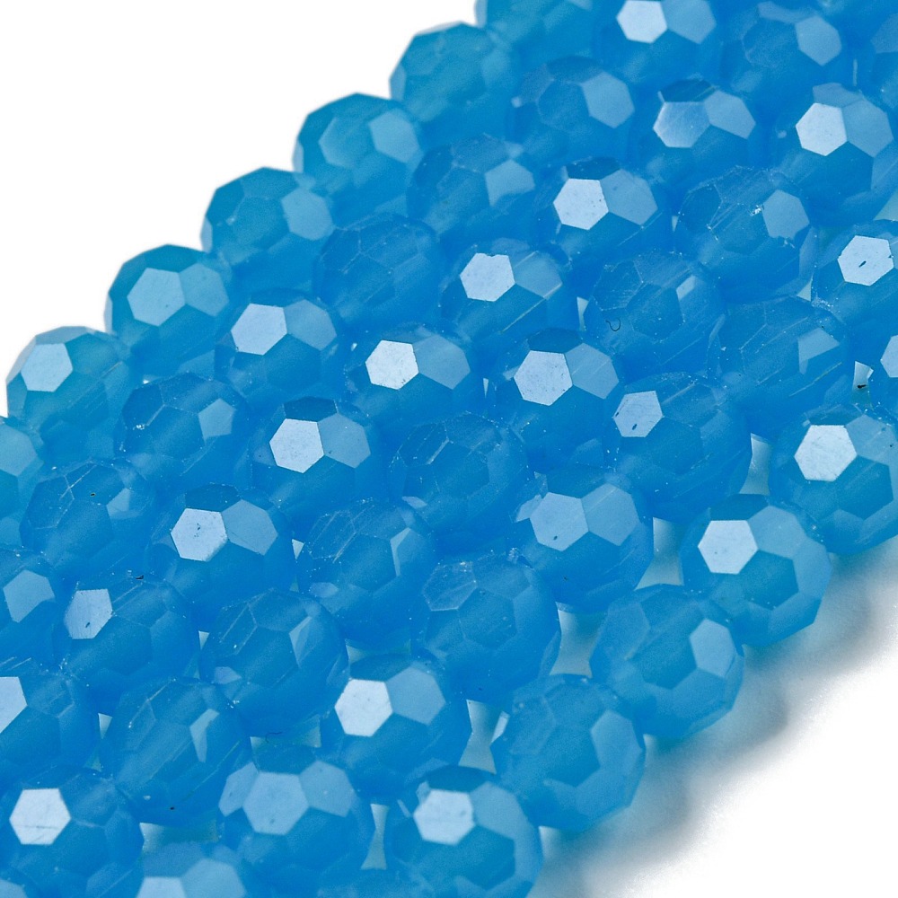 Imitation Jade Glass Beads Stands Faceted Round Royal Blue 6mm Hole ...