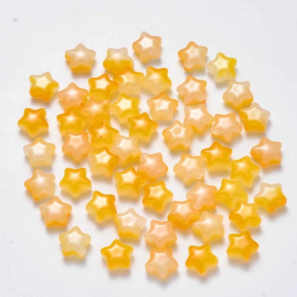 Imitation Jade Glass Beads Two Tone Star Yellow 8x8.5x4mm Hole: 1mm ...