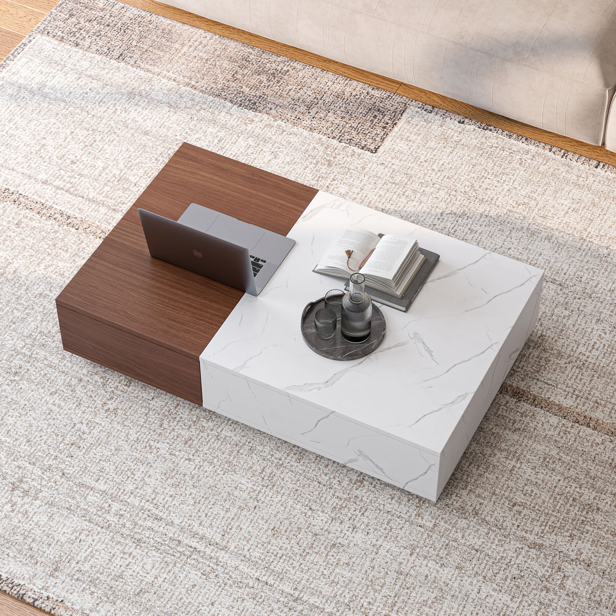 Imitation Marble Finish Storage Drawers Elegant Design Rectangular ...