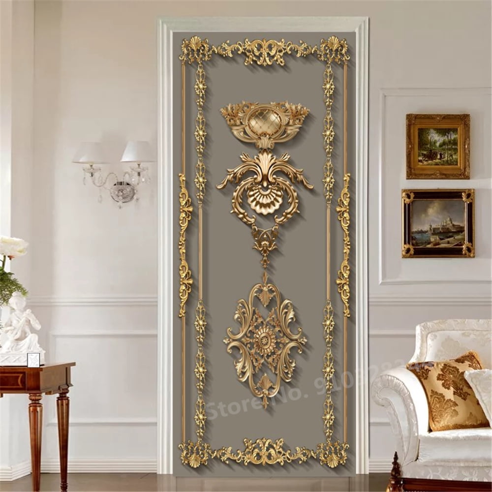 Imitation Metal Style Door Sticker Self Adhesive Removable Wallpaper ...