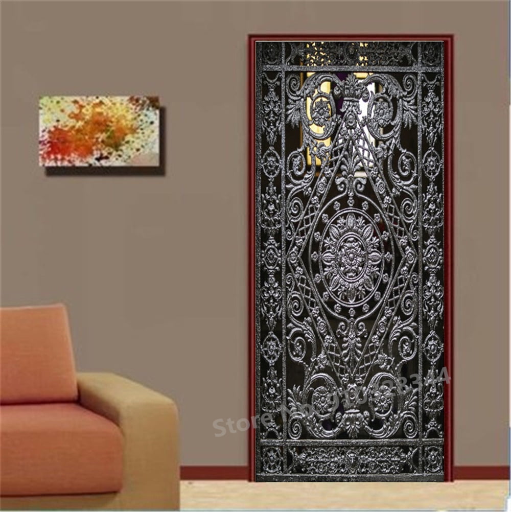 Imitation Metal Style Door Sticker Self Adhesive Removable Wallpaper ...