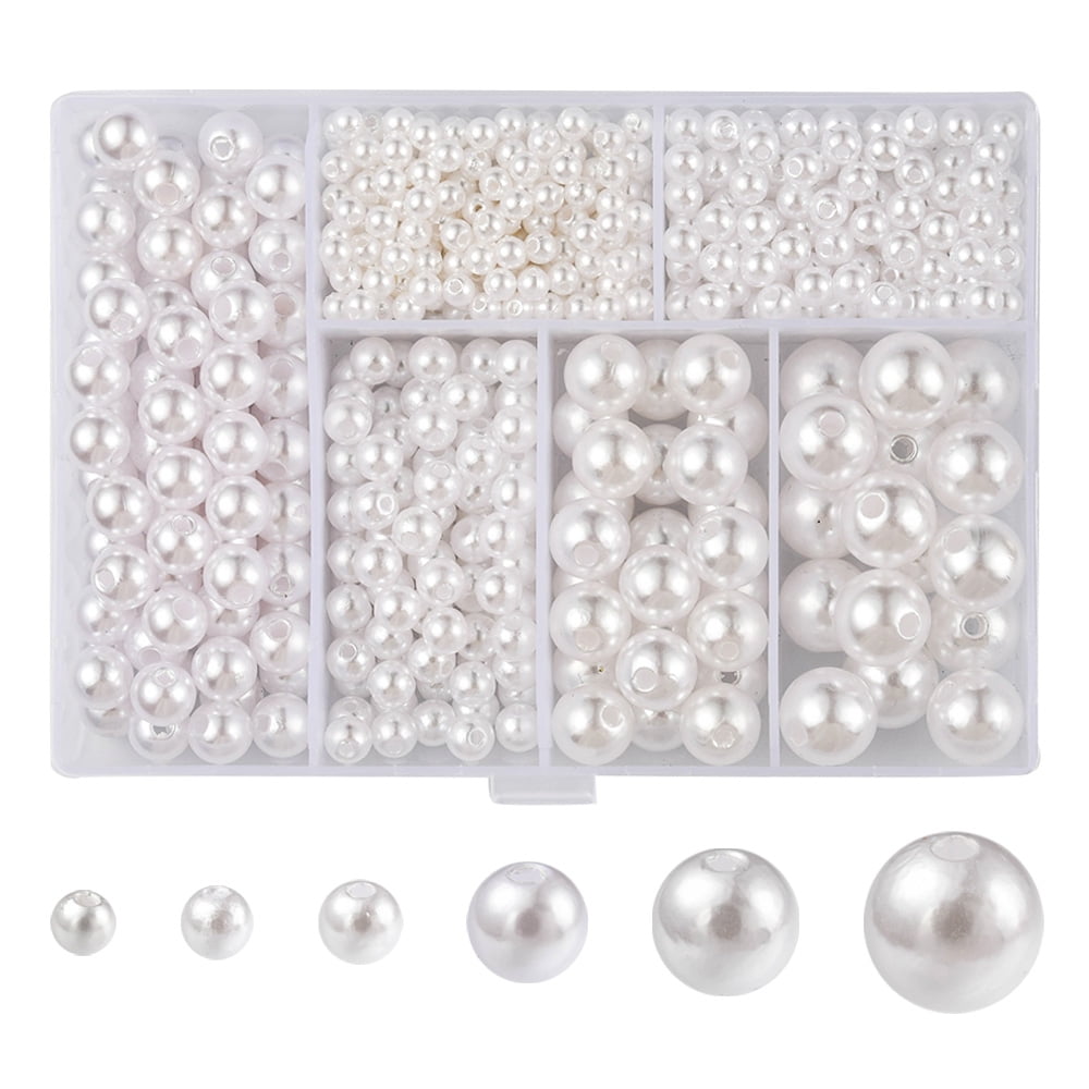 Imitation Pearl Acrylic Beads Dyed Round White 4~12x3.5~11.5mm Hole: 1 ...