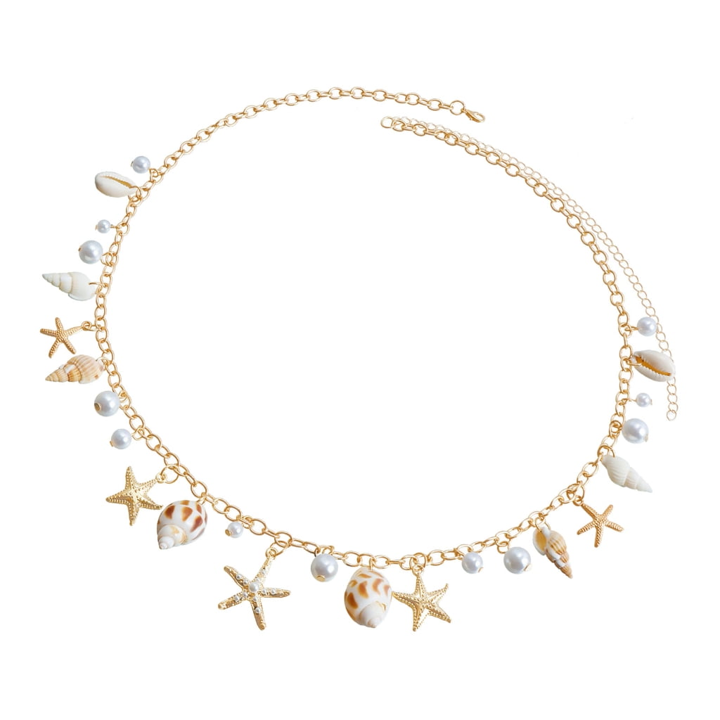 Imitation Pearls Starfish Conch Pendant Body Chain for Women Featuring ...