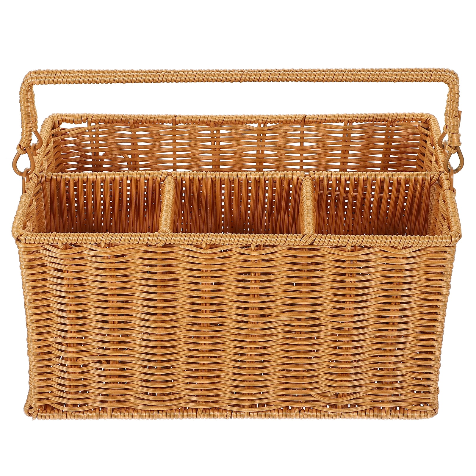 Imitation Rattan Basket Hand Woven Picnic Basket Flatware Organizer ...