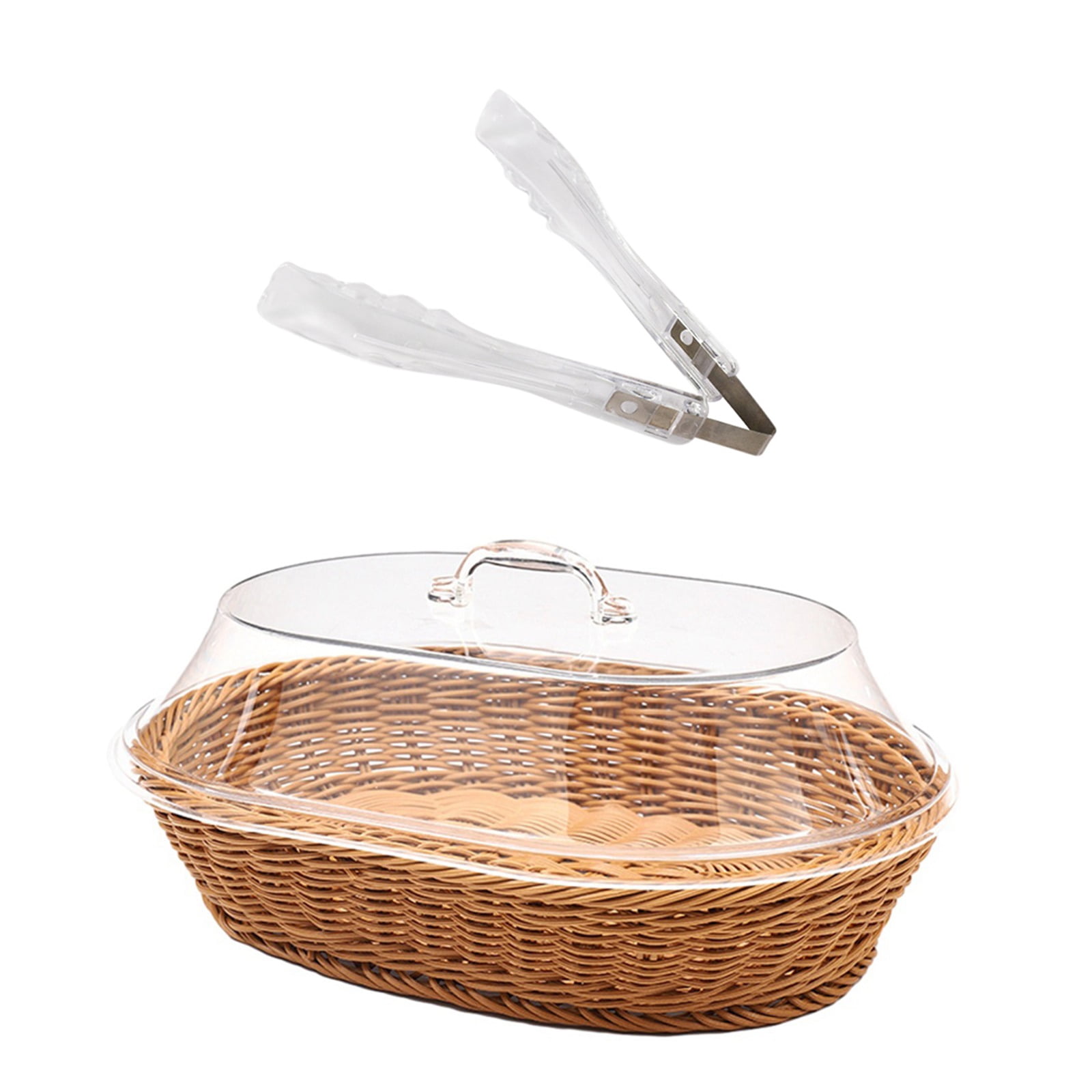 Imitation Rattan Bread Basket with Lid Wicker Bread Baskets for Serving ...