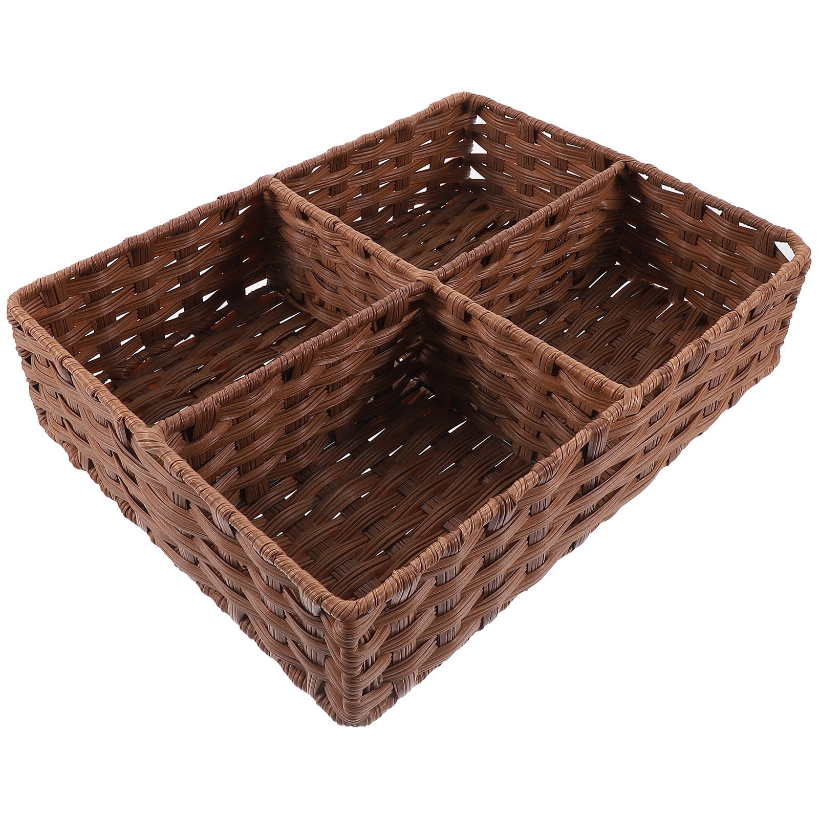 Imitation Rattan Home Desktop Storage Basket Divided and Organized Four ...