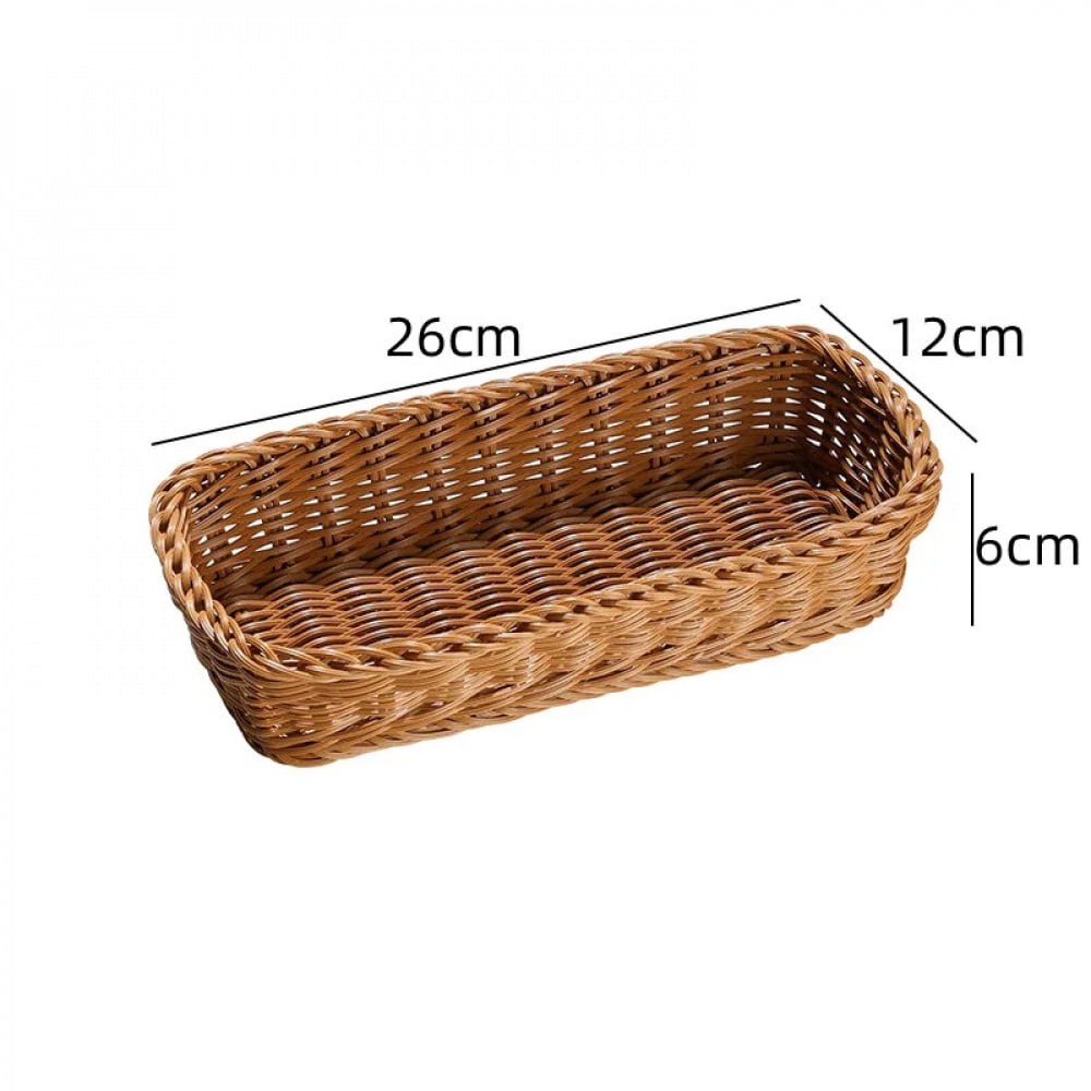 Imitation Rattan Storage Basket Faux Wicker Tray Plastic Picnic Basket ...