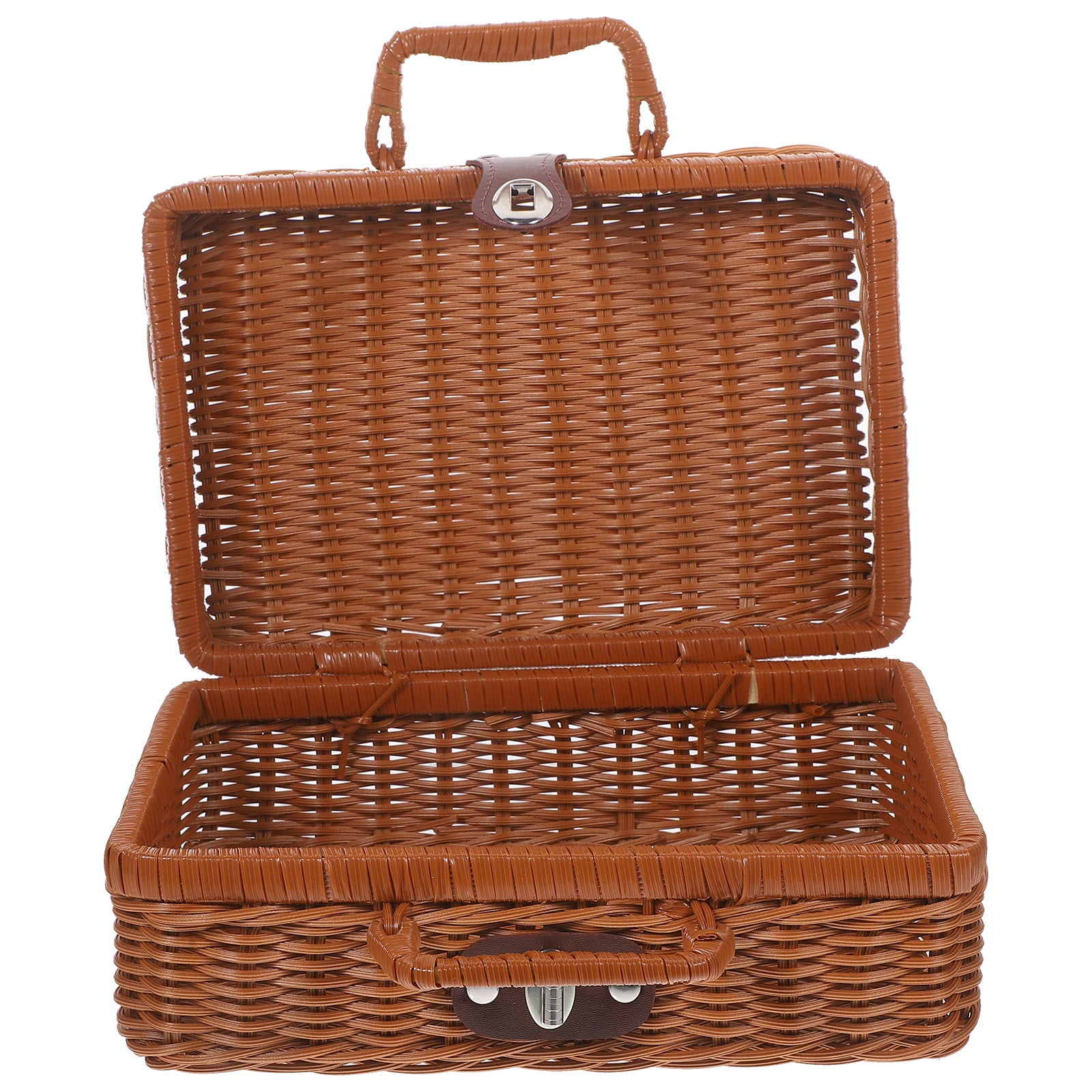 ifundom Retro Rattan Style Woven Storage Case Light Brown Tidy ...