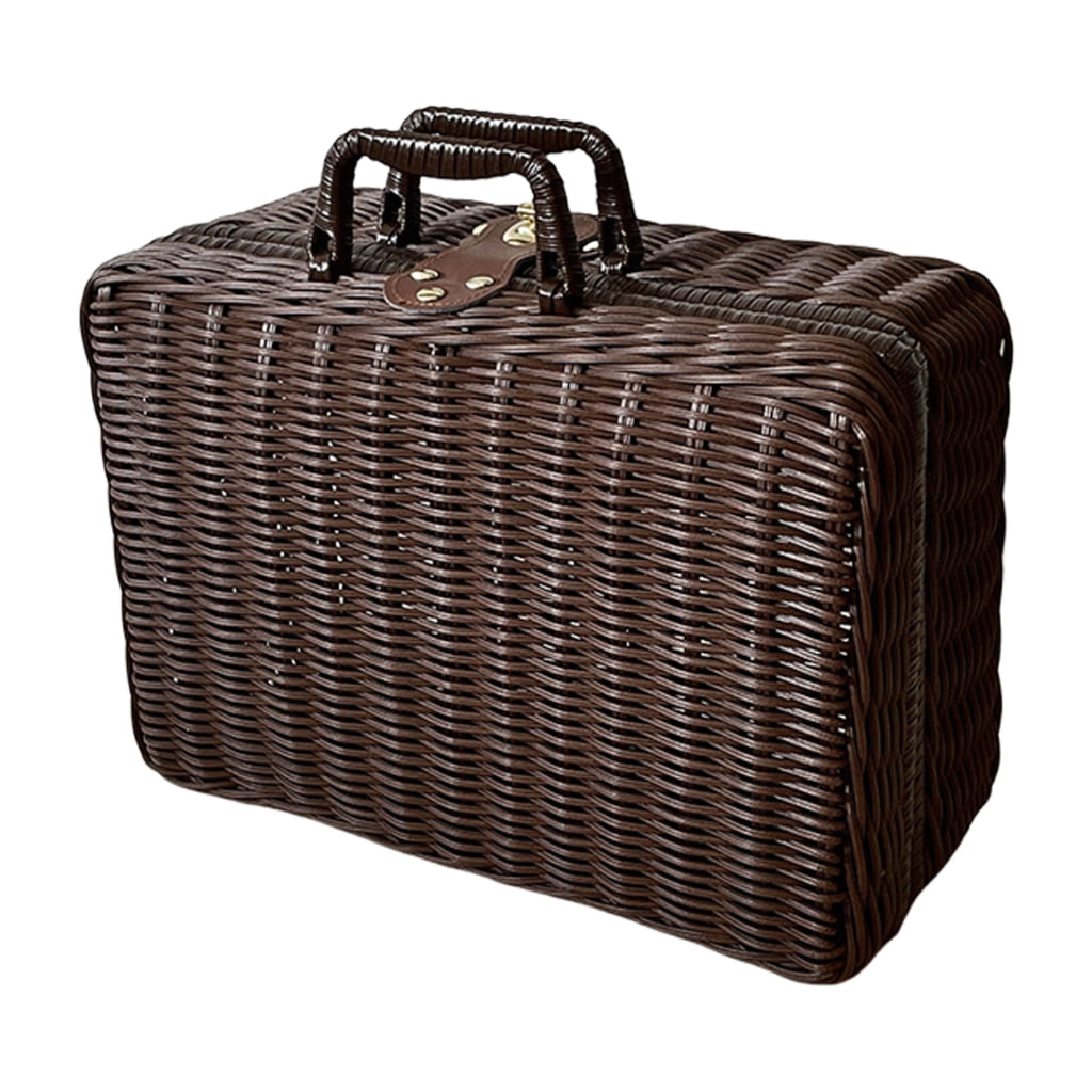 Imitation Rattan Weaving Storage Box Faux Wicker Handbag Comfortable ...