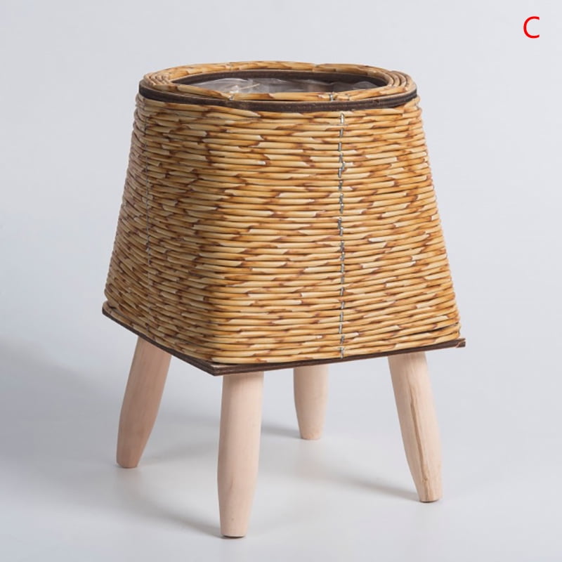 Imitation Rattan Woven Flower Shelf Planters Handmade Storage Basket ...