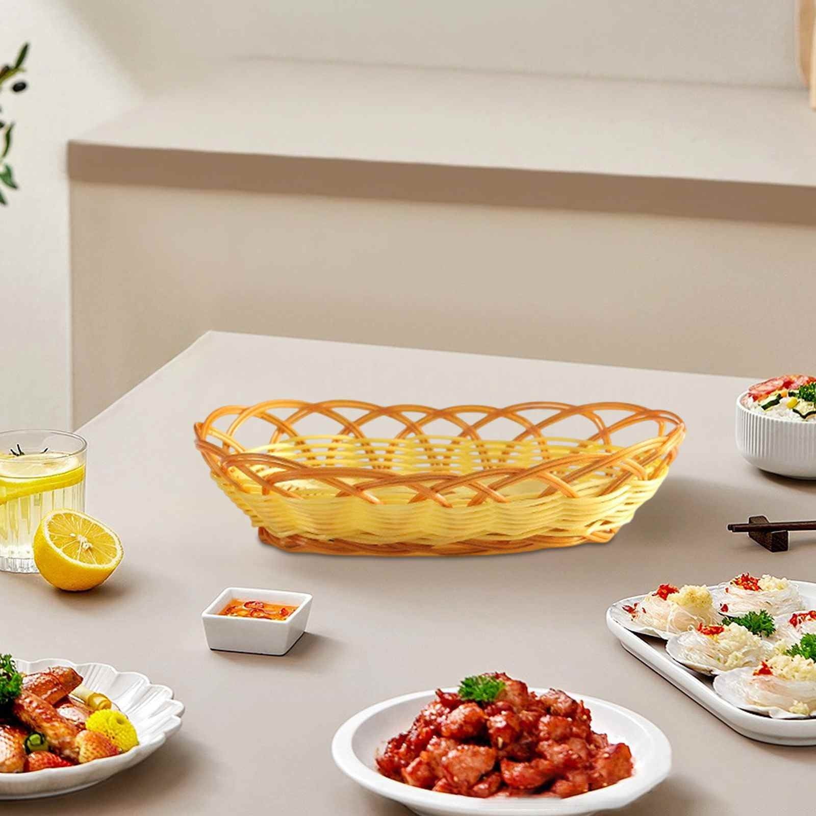 Imitation Rattan Woven Plastic Snack Basket | Multipurpose Fruit ...