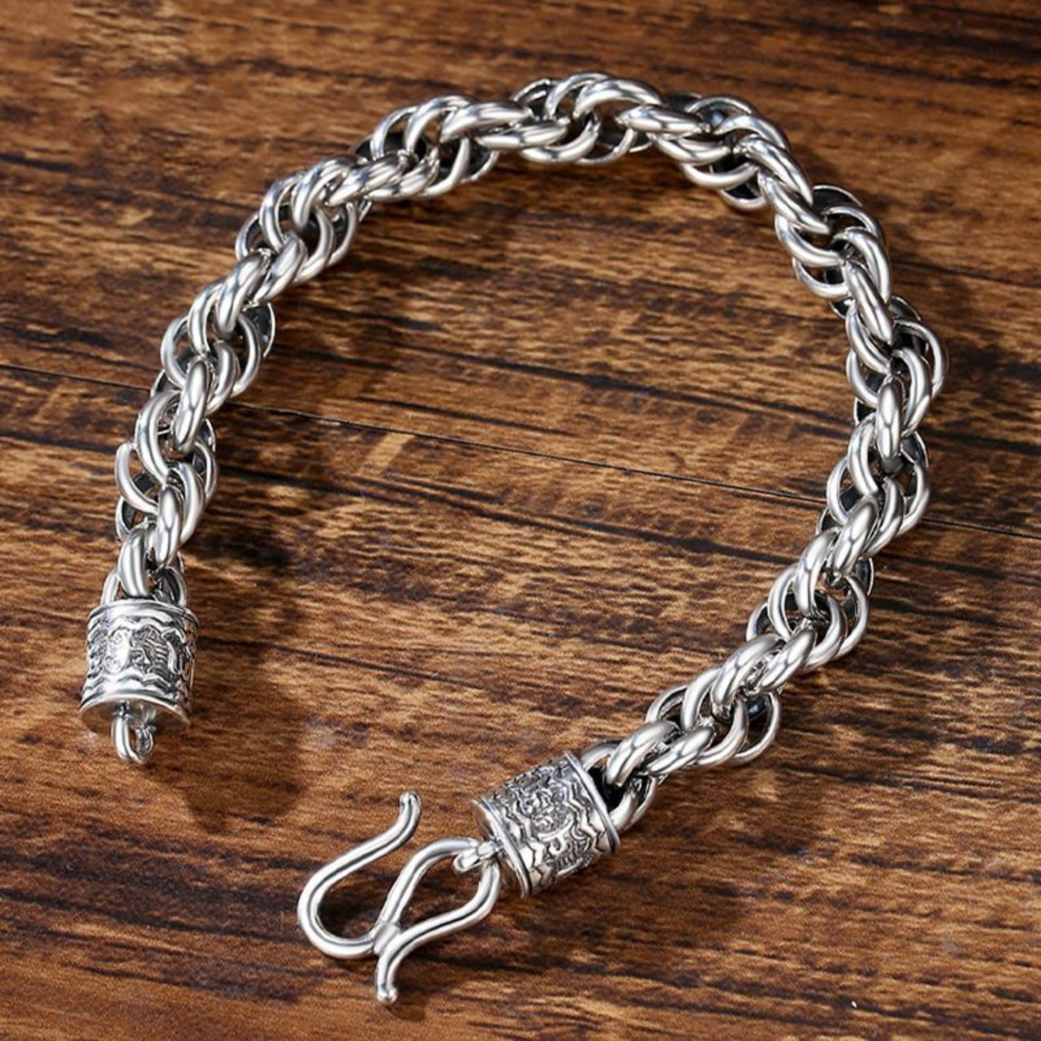 Imitation Tibetan Silver Bracelet Buddhist Mantra Chain Ethnic Style ...