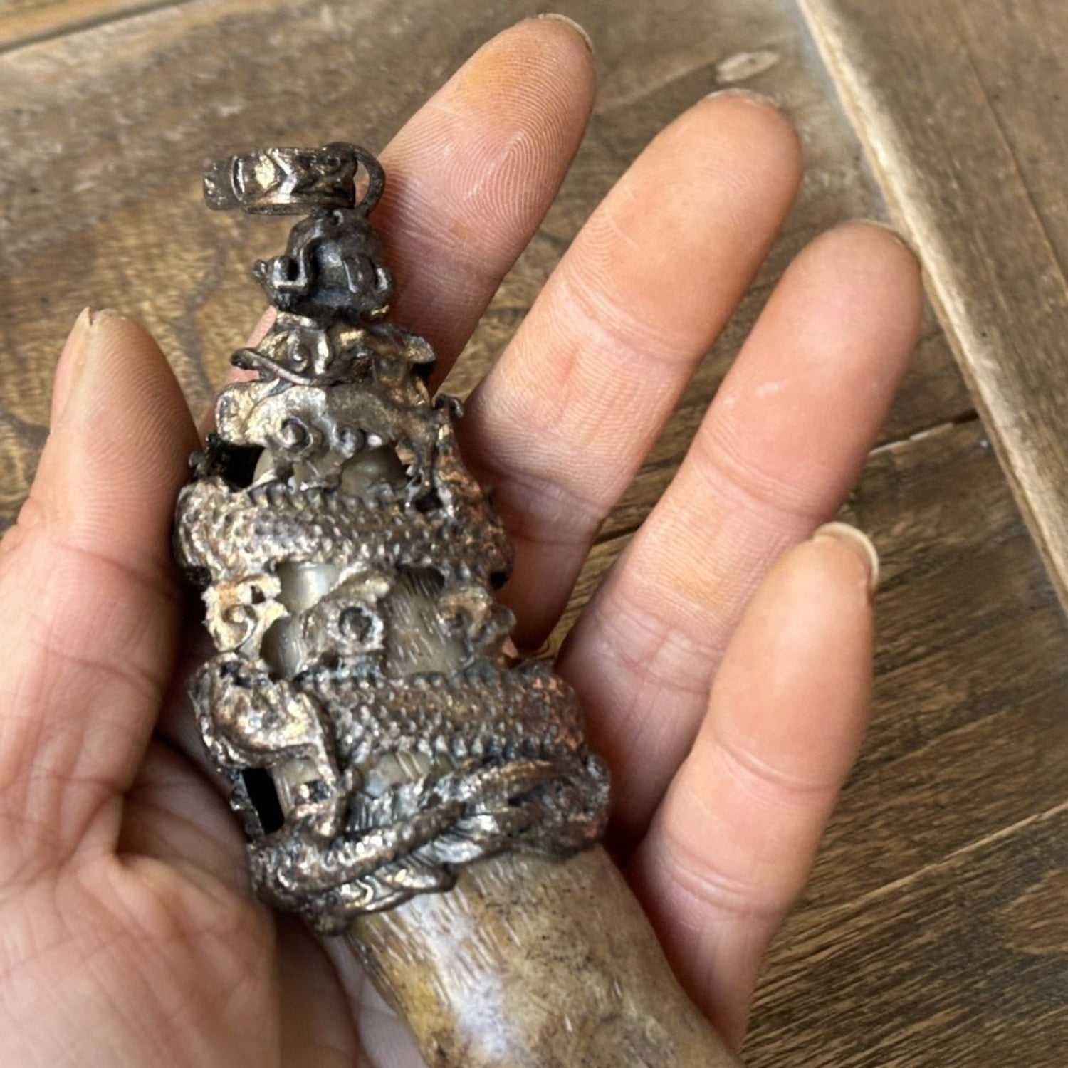 Imitation Tiger Tooth Pendant Lizard Claw Tibetan Style Inlay Amulet ...