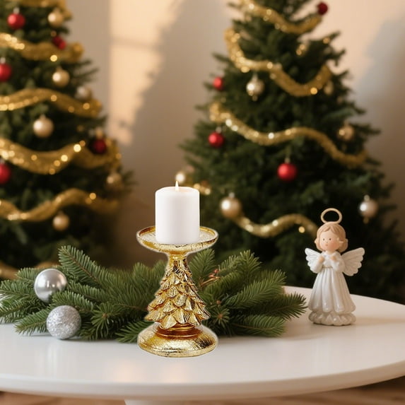 Imitation Wood Christmas Tree Candle Holder Resin Base European Style ...