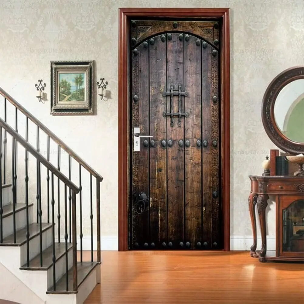 Imitation Wood Door Sticker Retro Matte Film Vinyl Waterproof Material ...