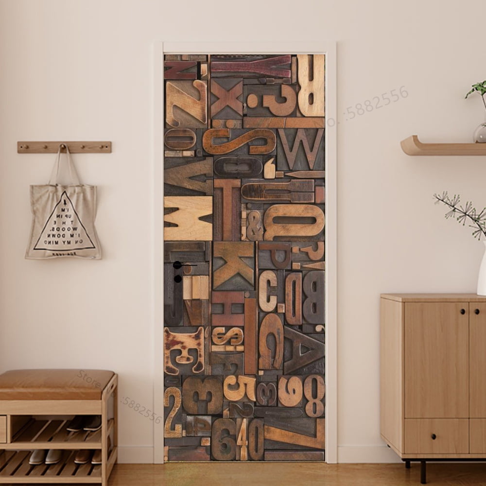 Imitation Wood Door Sticker Retro Matte Film Vinyl Waterproof Peel ...