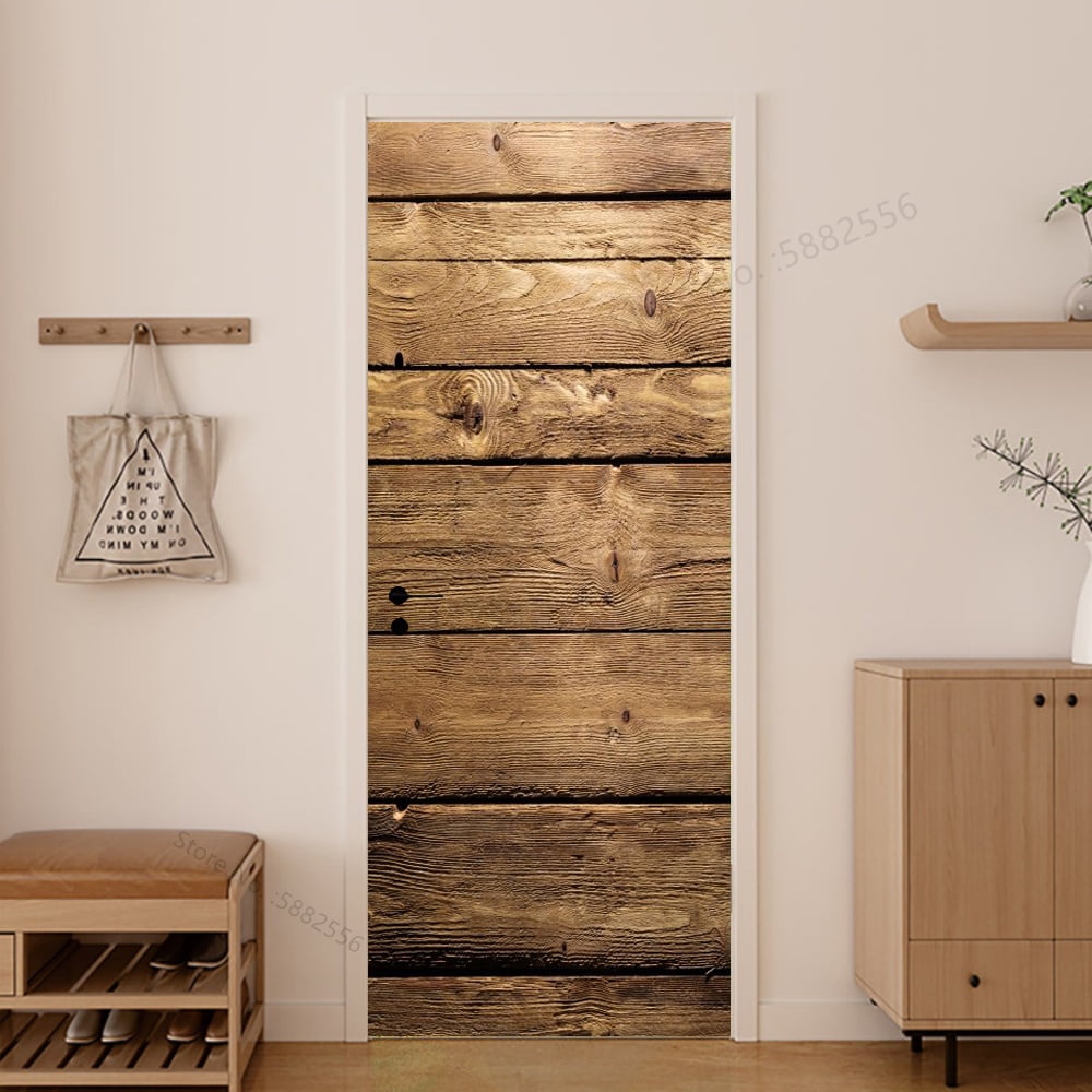 Imitation Wood Door Sticker Retro Matte Film Vinyl Waterproof Peel ...