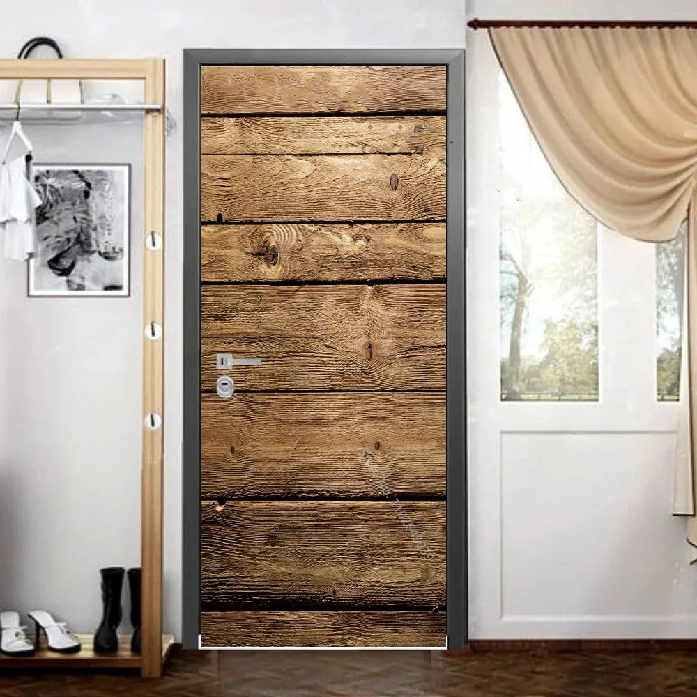 Imitation Wood Doors Sticker Retro Wooden Door Stickers D Self-Adhesive ...